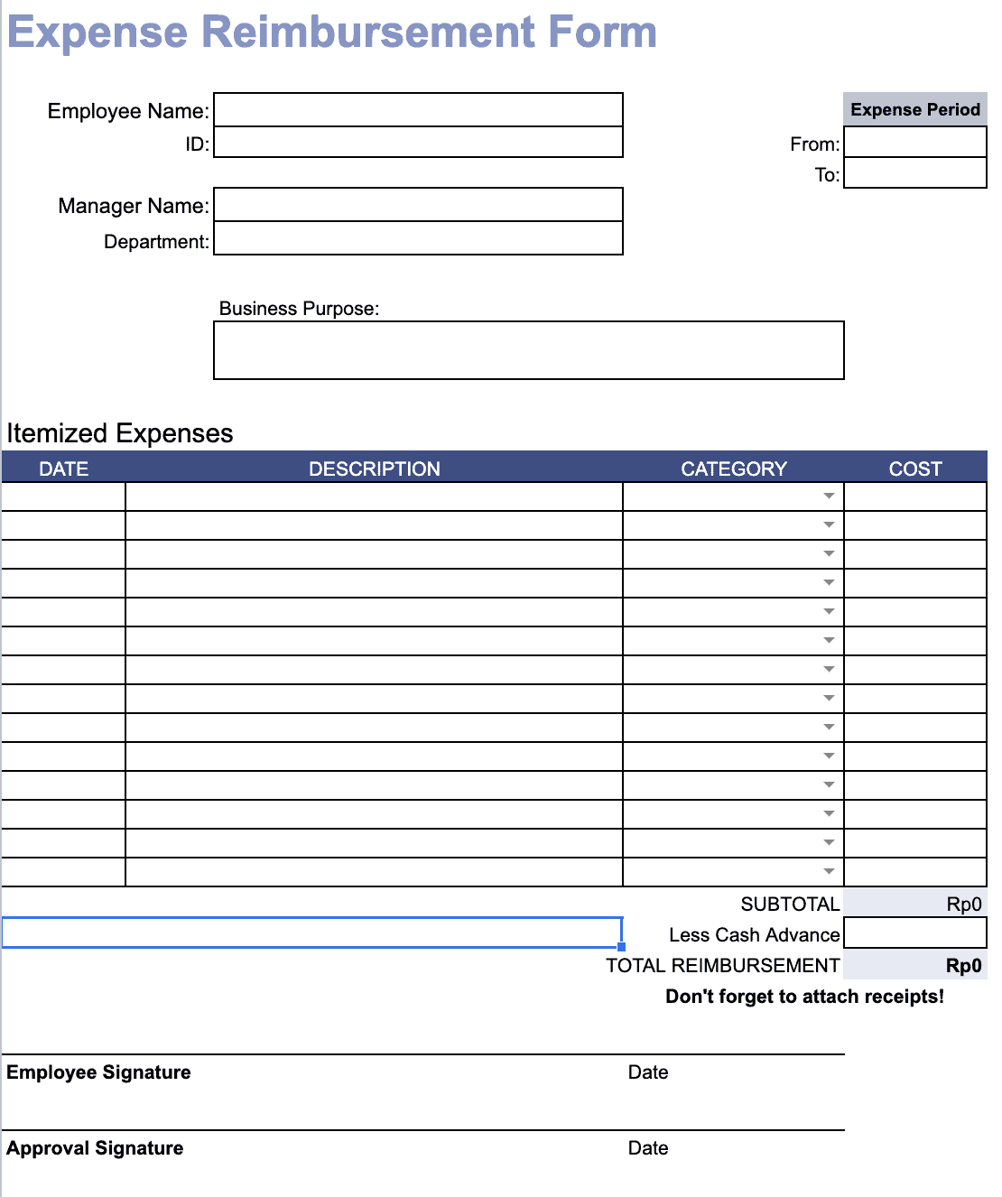 Contoh Form Reimbursement Perusahaan dalam Berbagai Format
