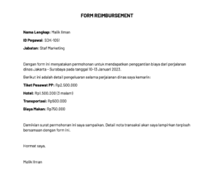 Contoh Form Reimbursement Perusahaan dalam Berbagai Format
